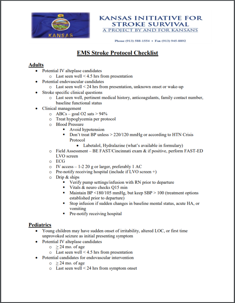 EMS Resources - Kansas Initiative for Stroke Survival (KISS)